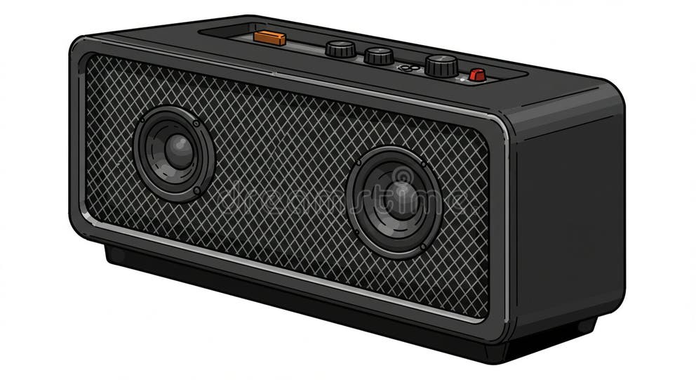 Rectangular Portable Speaker with a Black, Textured Mesh Grille. Two ...