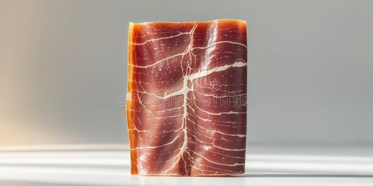 A Rectangular Portion of Dried Cured Meat on a White Surface. Stock ...