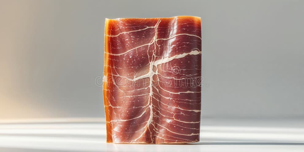 A Rectangular Portion of Dried Cured Meat on a White Surface. Stock ...