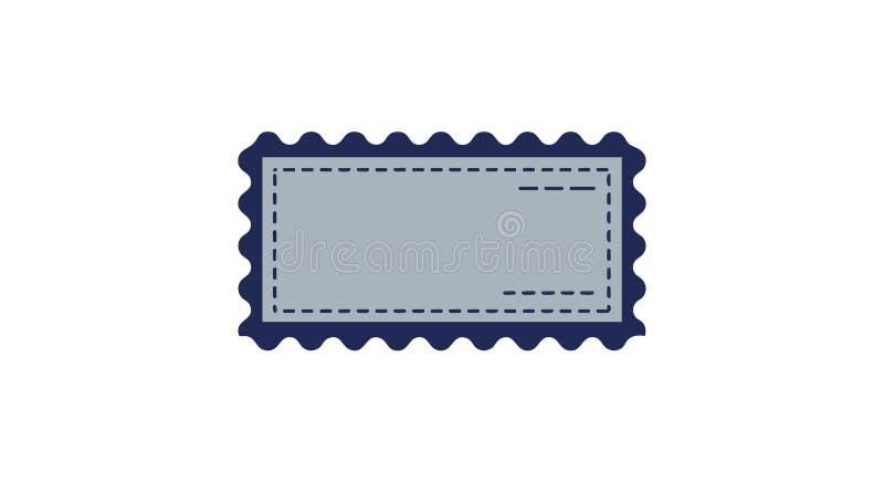 Rectangular Postage Stamp Vector with Dark Blue Border and Light Blue ...