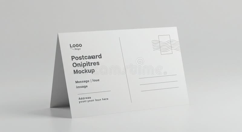 Rectangular Postcard Mockup Standing Vertically on a Light Surface. the ...