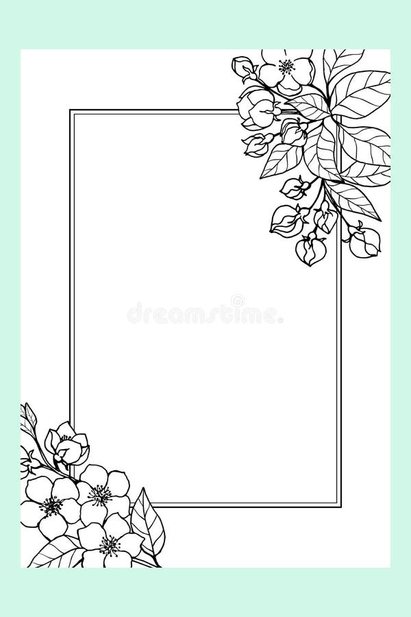 Rectangular Postcard Template with Rectangular Frame, Full Border with ...