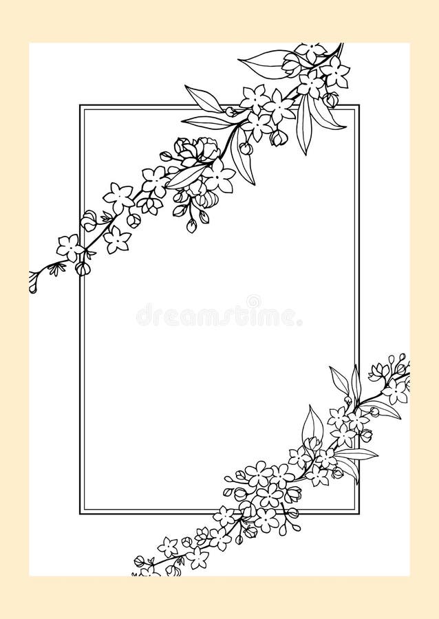 Rectangular Postcard Template with Rectangular Frame, Full Border with ...