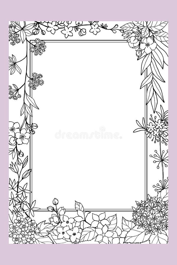Rectangular Postcard Template with Rectangular Frame, Full Border with ...