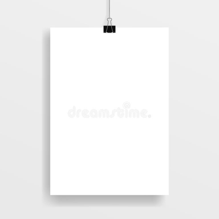 Rectangular Poster, Fastened with a Black Paper Clip. Stock ...