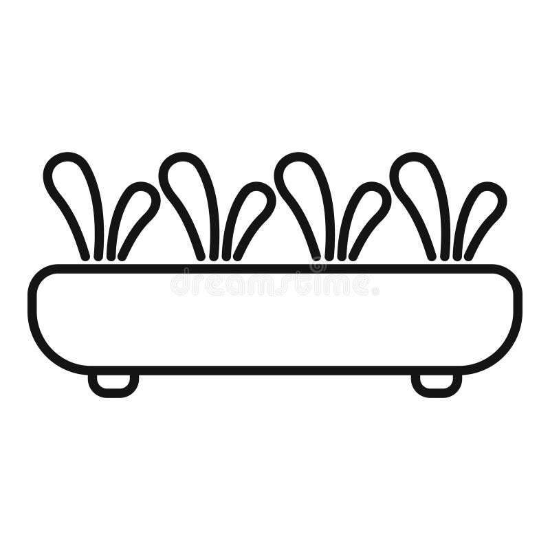 Rectangular Potted Plant Growing Grass Line Icon Stock Vector ...