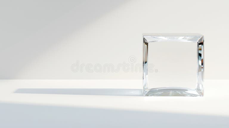 A Rectangular Prism Made of Clear Glass Sits on a White Surface. Stock ...