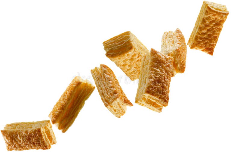 Rectangular Puff Pastry Pies Fly in Space Forming a Chain Shape ...