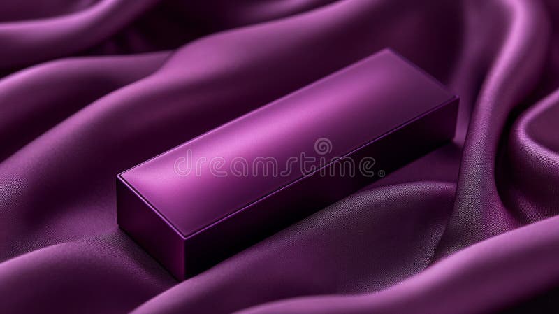 Rectangular Purple Box on Smooth Shiny Silk Fabric Background in Studio ...