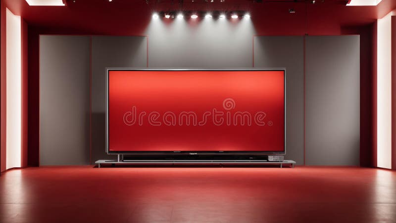 Rectangular Red Blank TV Screen with Backlight Stock Image - Image of ...