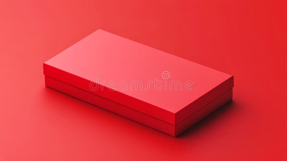 Rectangular Red Box Mockup on Vibrant Background with Smooth Surface ...