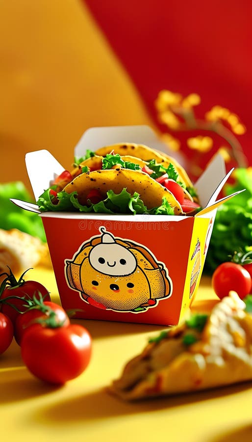 A Red Box with a Yellow Lid Stock Illustration - Illustration of ...