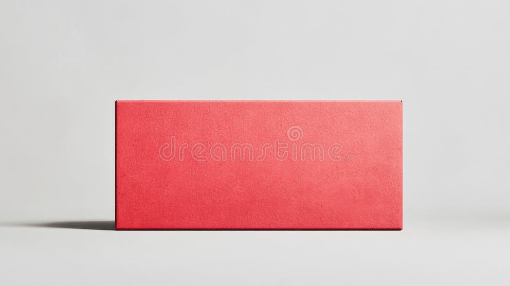 Rectangular Red Cardboard Box Mockup with Matte Finish on Grey ...