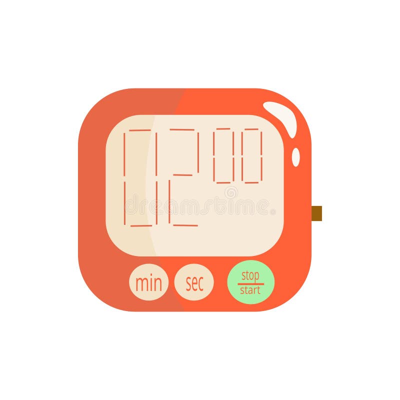 Rectangular Red Kitchen Timer with Gren Button Cartoon Icon Vector ...