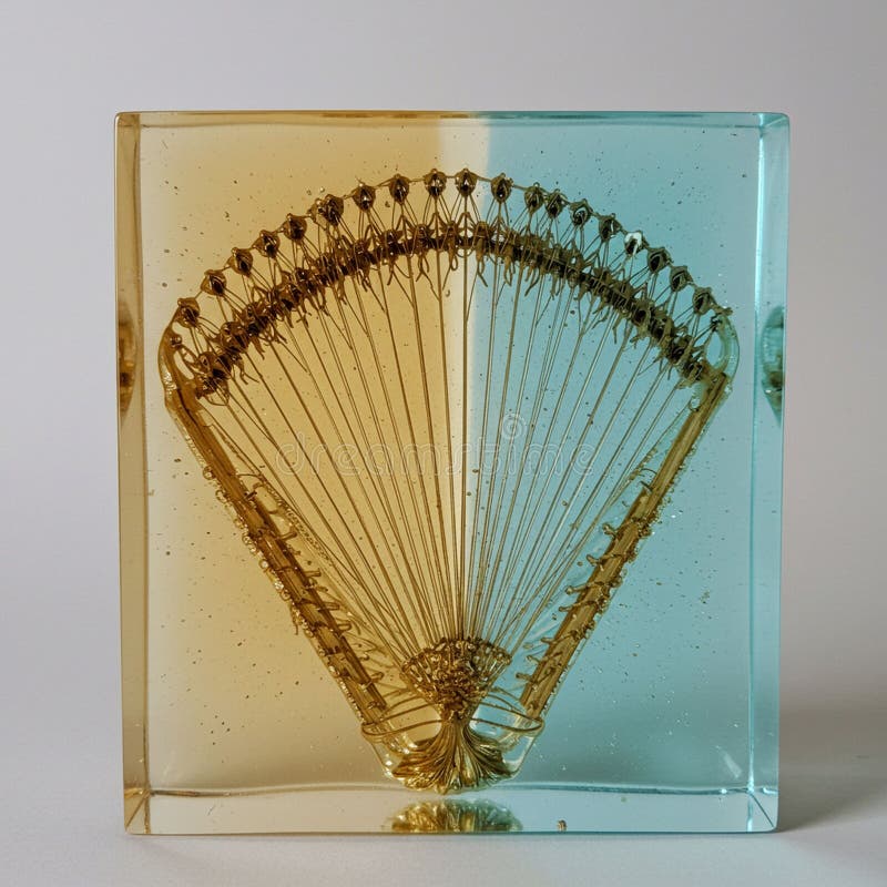 A Rectangular Resin Block Features a Preserved Sea Fan Coral with a ...