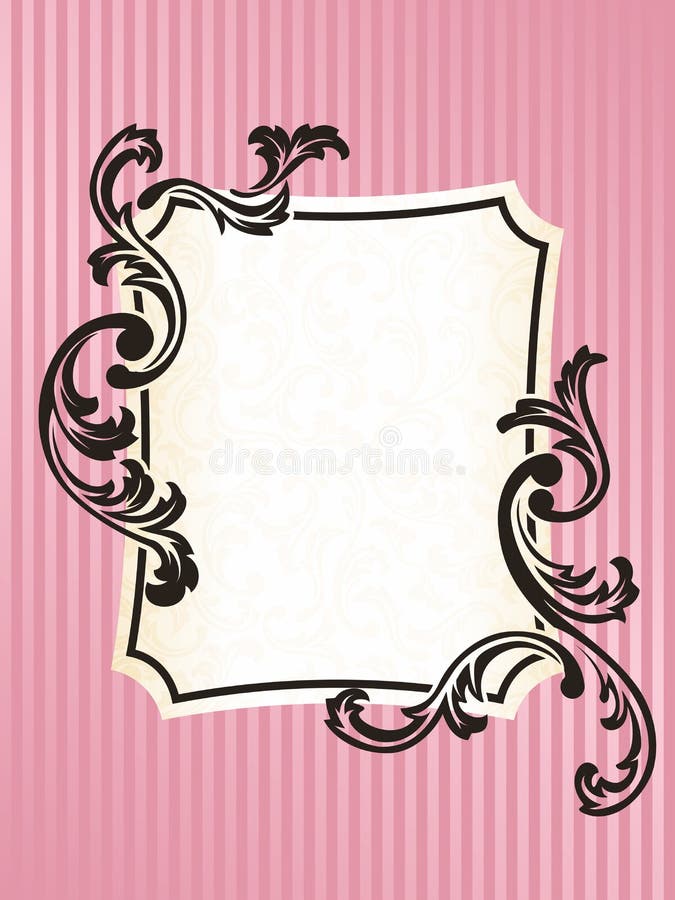 Rectangular Romantic French Retro Frame in Pink Stock Vector ...