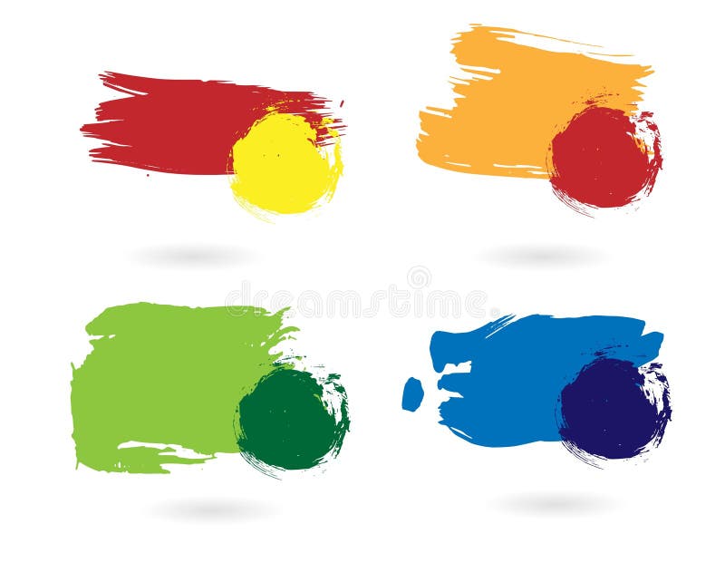 Rectangular and Round Brush Stroke Banner Templates Different Colors ...