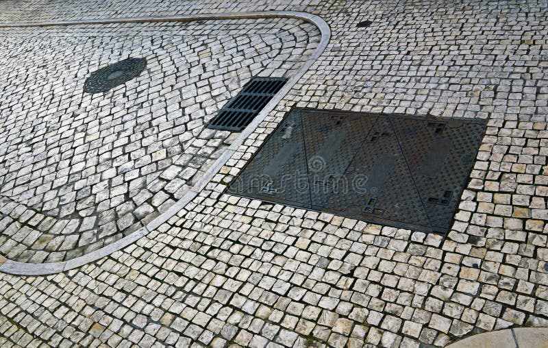 Rectangular Hatches of the Lattice of the Drainage System. Stock Image ...