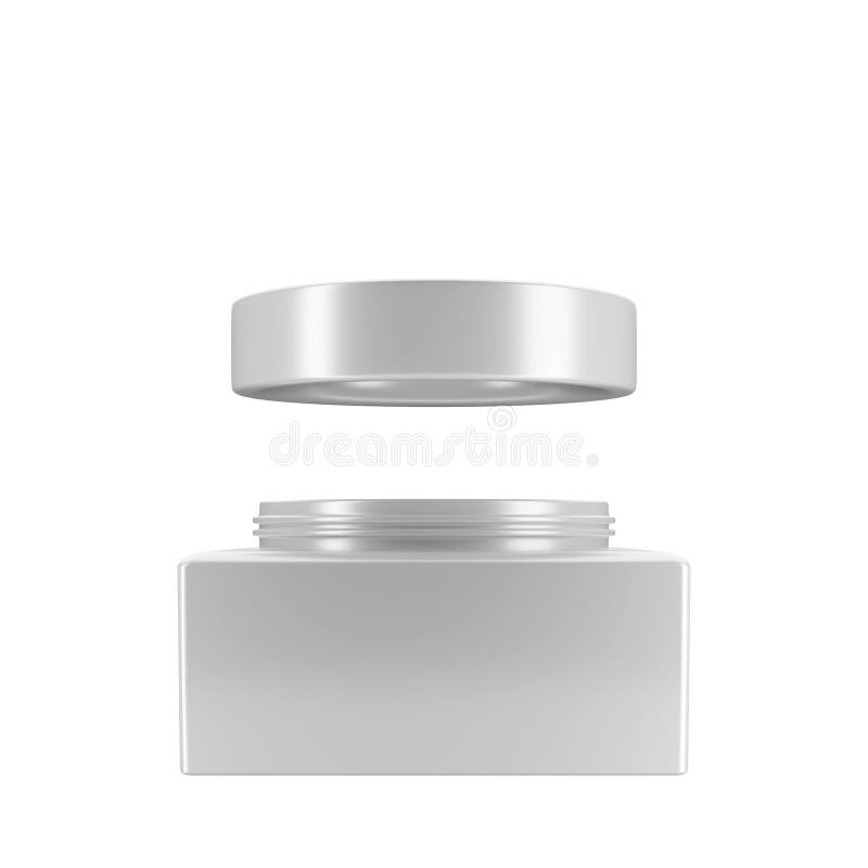 Rectangular Rounded Lid Cream Jar 3D. Stock Illustration - Illustration ...
