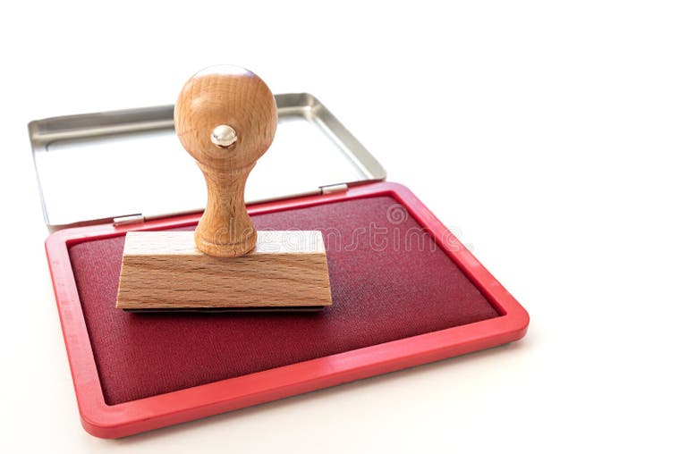 Rectangular Rubber Stamp on Ink Pad Stock Image - Image of white ...