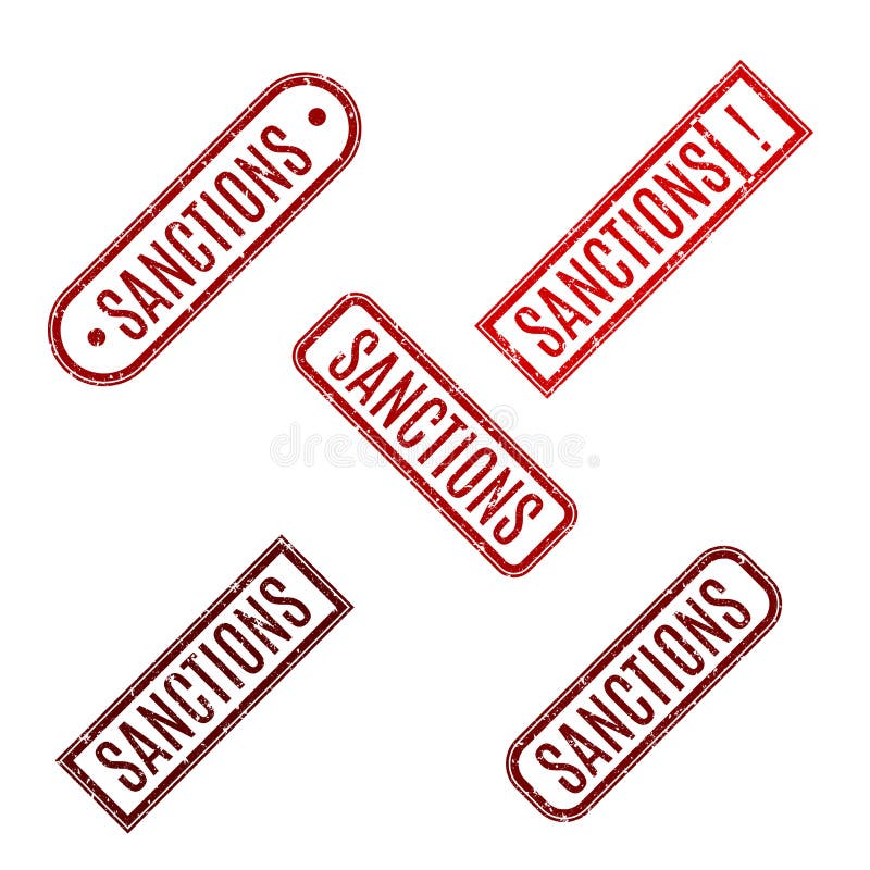 Rectangular Rubber Stamp with Text Sanction, Vector Illustration. Stock ...