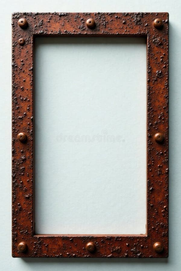 Rectangular Rusted Metal Frame, Textured Surface, Aged Appearance ...