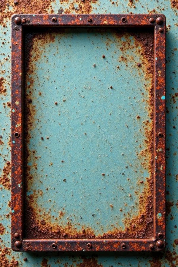 Rectangular Rusted Metal Frame, Textured Surface, Aged Appearance ...