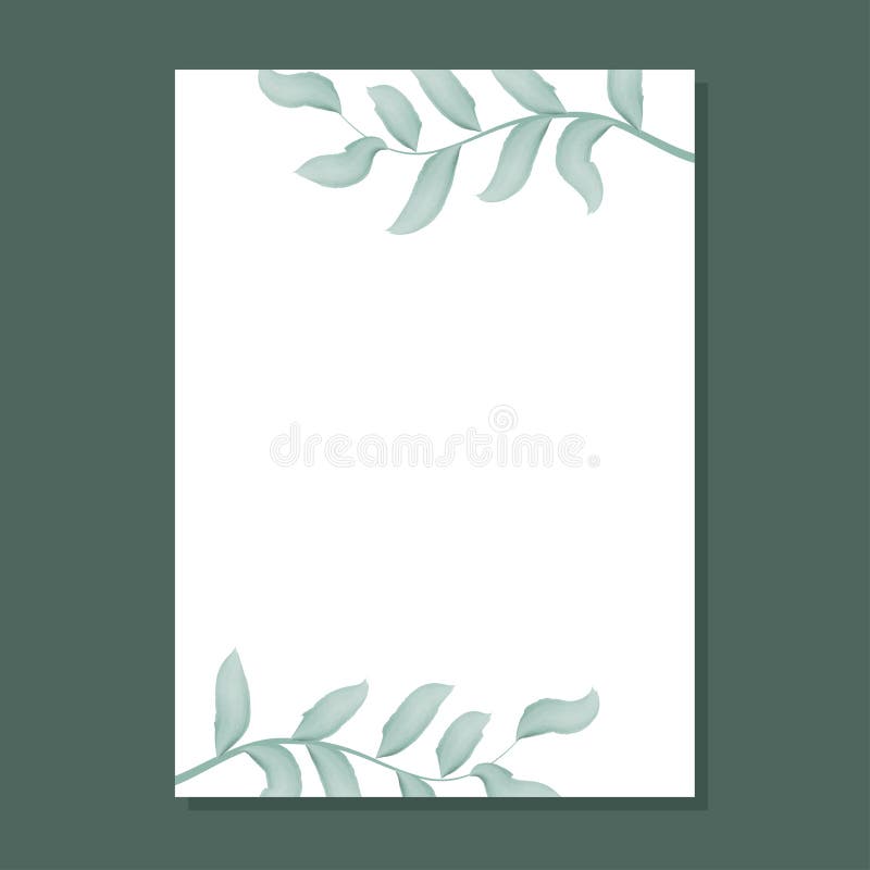 Rectangular Rustic Frame with Watercolor Greenery Vector Illustration ...