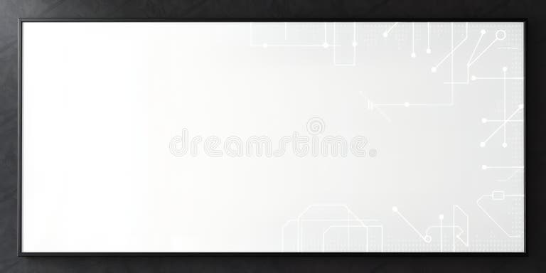 A Rectangular Screen with a Black Frame Displaying a White Surface with ...