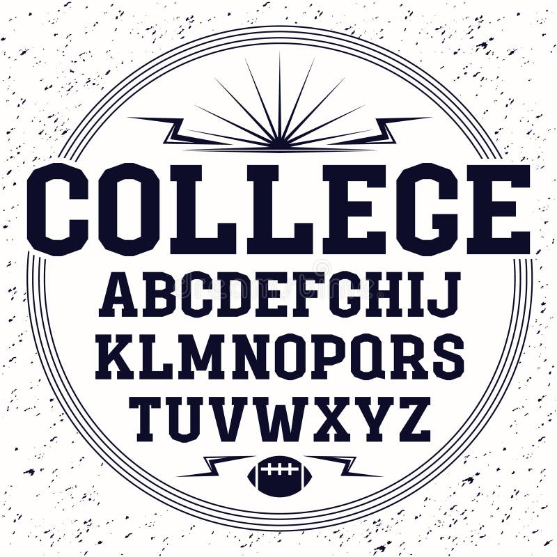 Rectangular Serif Font in the Style of College Stock Vector ...
