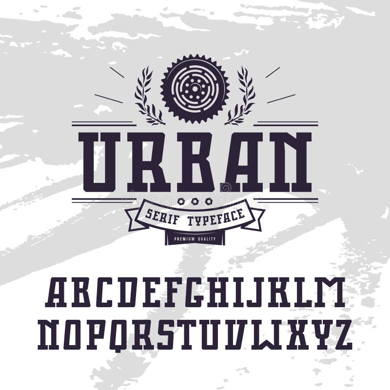 Rectangular Serif Font in the Style of College Stock Vector ...