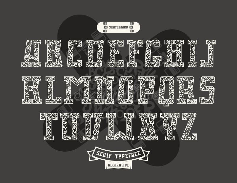 Rectangular Serif Font in the Style of College Stock Vector ...