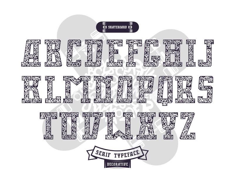 Rectangular Serif Font in the Style of College Stock Vector ...