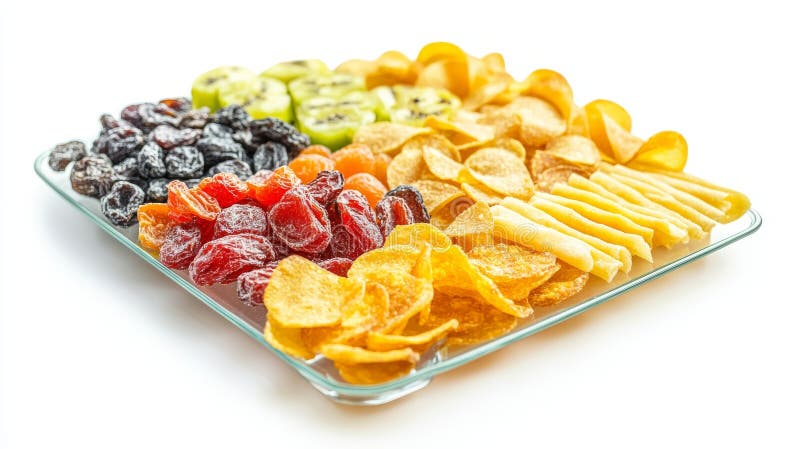 A Rectangular Serving Plate Covered with a Layer of Fruit Chips. Stock ...