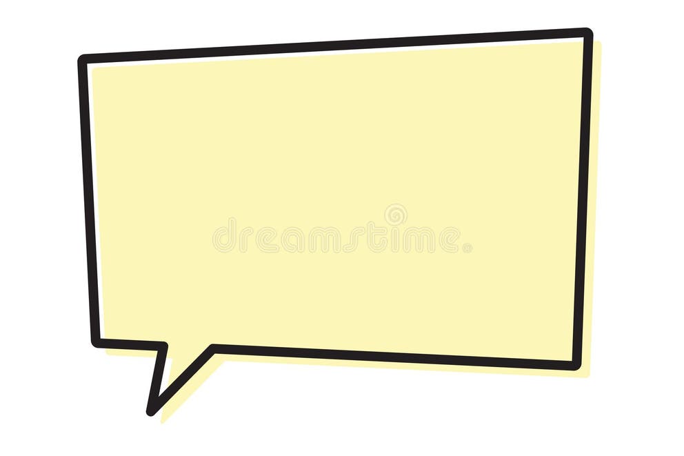 Rectangular Shape Speech Bubble with Yellow Background. Rectangular Text Frame in Line Style ...