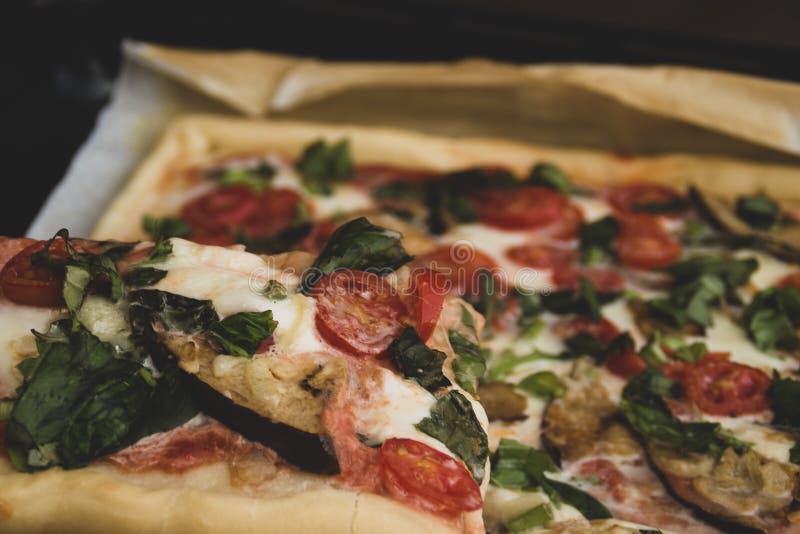 Rectangular Shape and Thick Hand Made Romana`s Pizza Traditional ...