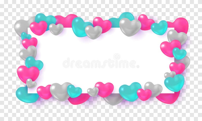 Rectangular Shaped Frame Made of Realistic Glossy Hearts Stock Vector ...