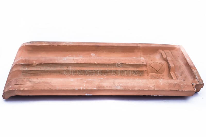 Rectangular Shaped Roof Tiles of Brownish Colored Isolated on White ...