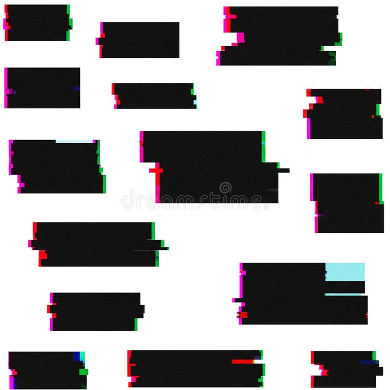 Rectangular Shapes Appear with Glitch Effects, Featuring Black Blocks ...