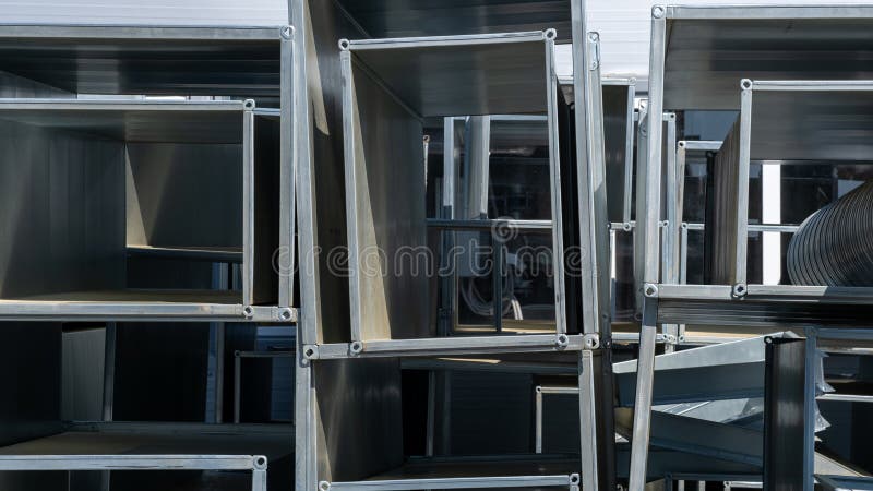 Rectangular Sheet Metal Duct in Industrial Production Warehouse ...