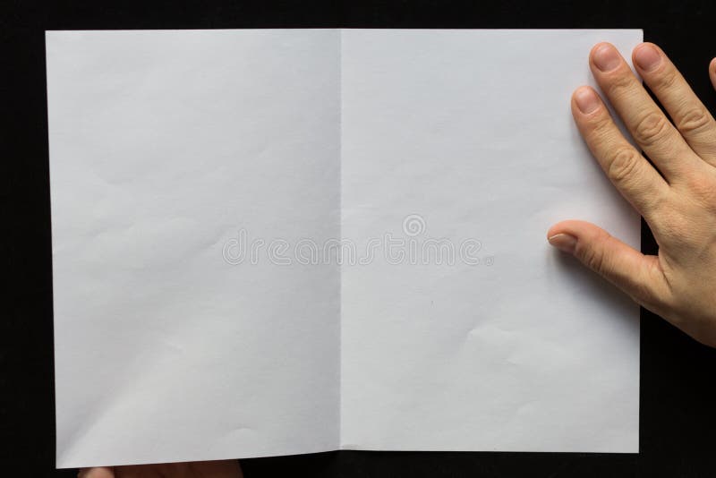 Rectangular Sheet of Paper with Line after Folding in the Middle To ...