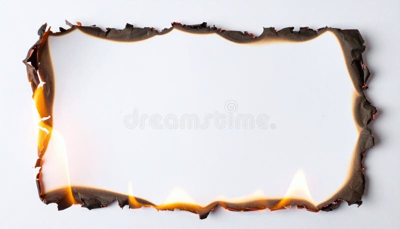Rectangular Sheet of White Paper with Partially Burned Edges Stock ...