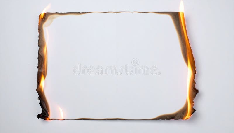 Rectangular Sheet of White Paper with Partially Burned Edges Stock ...