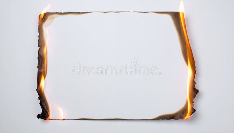 Rectangular Sheet of White Paper with Partially Burned Edges Stock ...