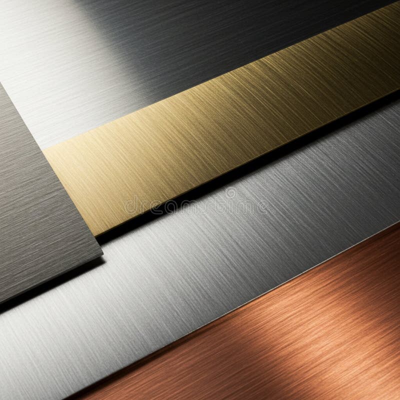 Rectangular Sheets of Brushed Metal in Silver, Gold, Gray, and Copper ...
