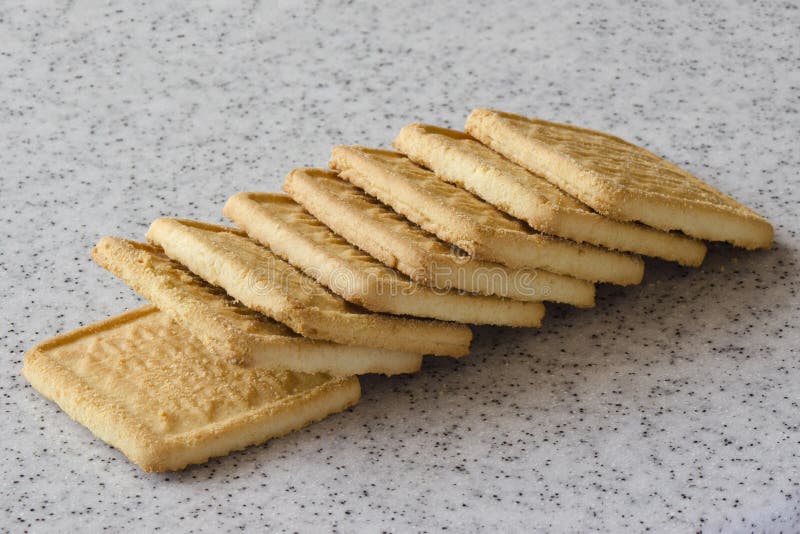 Rectangular Shortbread Cookies on a Light Marble Top. Homemade Baking ...