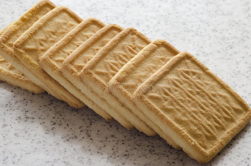 Rectangular Shortbread Cookies on a Light Marble Top. Homemade Baking ...