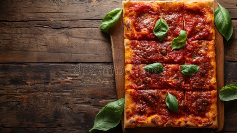 A Rectangular Sicilian Pizza with a Thick, Golden-brown Crust and ...