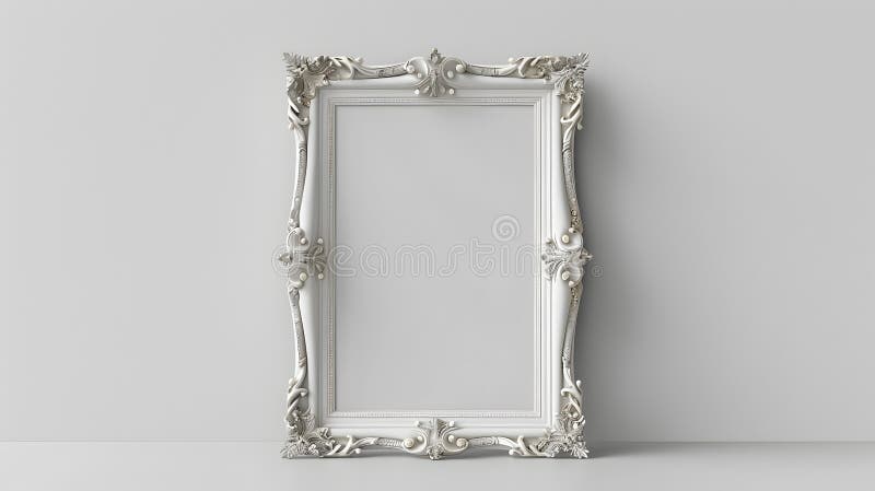 Rectangular Silver Picture Frame Decorates White Wall Stock Image ...