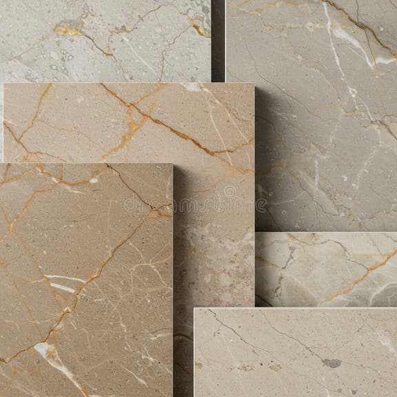 Rectangular Slabs of Beige and Light Brown Marble with Natural Veining ...